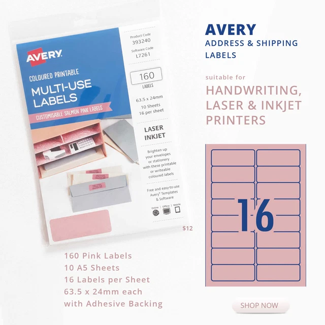AVERY LABELS STICKERS Return Address Shipping Label Printable 393240 WE ...