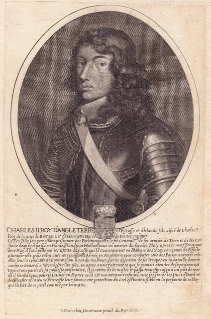 PORTRAIT XVIIE CHARLES II Roi d'Angleterre Charles II King England ...