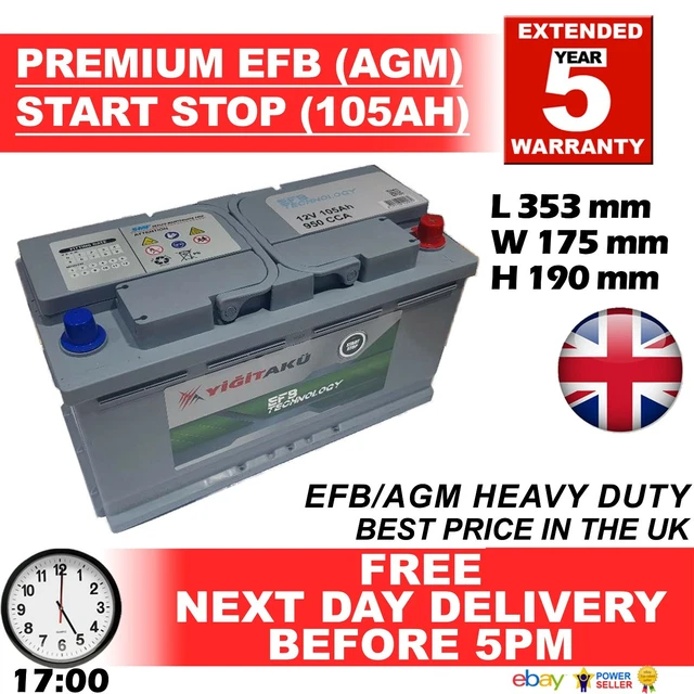 JAGUAR LAND ROVER RANGE ROVER 019 Car Battery VRLA AGM EFB 105AH S5A13 ...