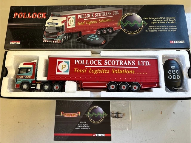 CORGI CC12931 SCANIA Curtainside Trailer Pollock (Scotrans) Ltd, Remote ...
