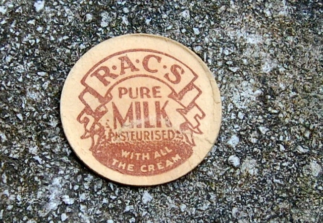 MILK BOTTLE LOVELY old cardboard cap RACS Royal Arsenal Co-op LONDON £4 ...