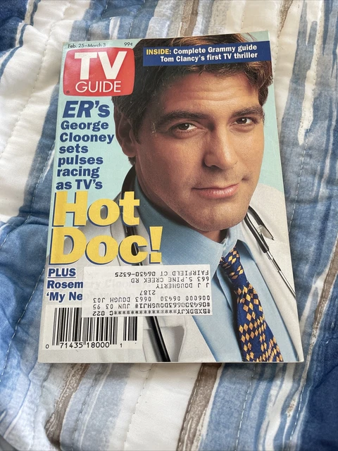 TV GUIDE MAGAZINE February 25 1995 George Clooney Tom Clancy Sidney ...
