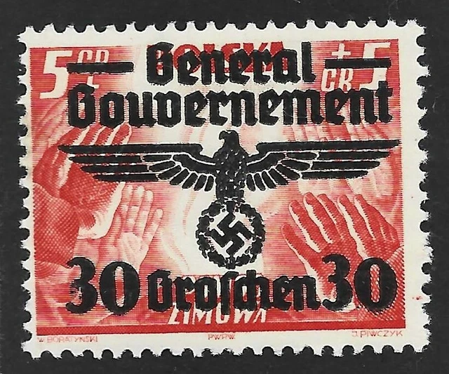 NAZI WWII GERMANY Rare WW2 Stamp Hitler Swastika Eagle Service NSDAP ...