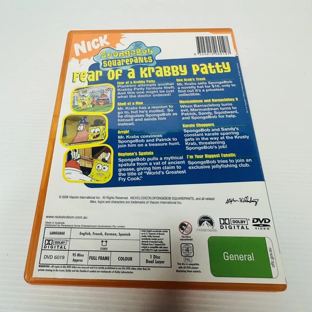 SPONGEBOB SQUAREPANTS FEAR Of Krabby Patty Dvd Nickelodeon £4.94 ...