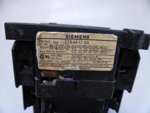 SIEMENS 3TB44 17-0A Hauptschütz mit Hilfskontakten EUR 24,99 - PicClick DE