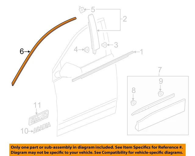 GM OEM 17-23 Acadia Front Door Exterior Trim-Reveal Molding 23482528 ...