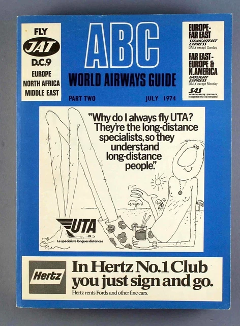 ABC WORLD AIRWAYS Guide July 1974 Airline Timetable Part Two Blue Book ...