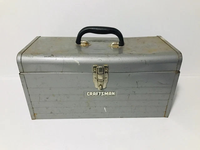 VINTAGE SEARS GRAY Craftsman Metal Tool Box! 16 x 7 x 7.5 $14.99 - PicClick