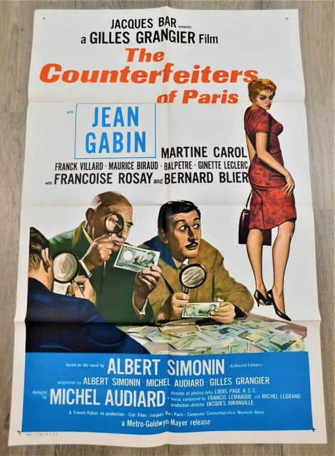 LE CAVE SE Rebiffe Affiche US ORIGINALE 68x104cm 27"41" 1961 Gabin ...