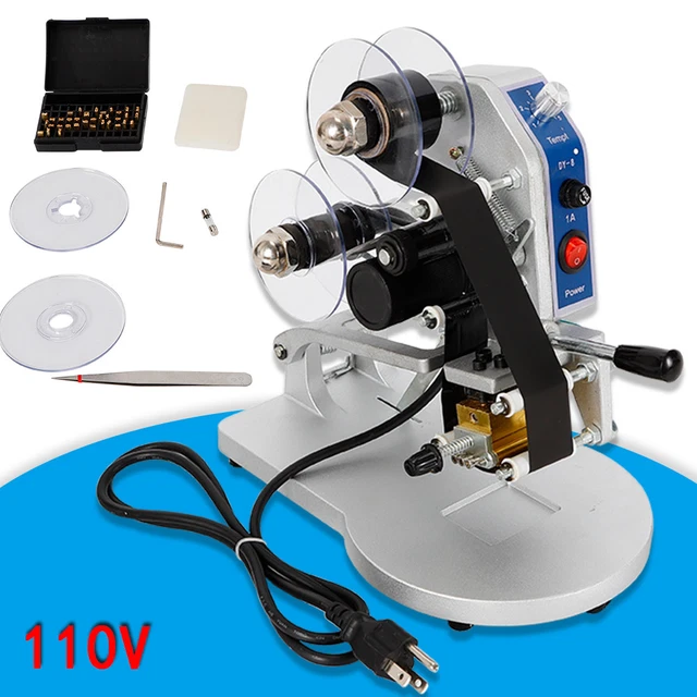 110V 60HZ DATE Code Batch Print Machine Manual Ribbon Printer Hot Foil ...