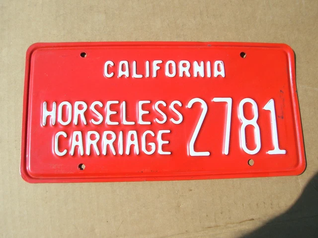 *VINTAGE CALIFORNIA HORSELESS Carriage license plate.Good cnd.Minor ...