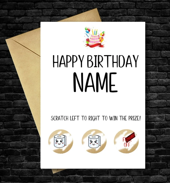 FUNNY HAPPY ISOLATED Birthday Card scratch off Son Mum Dad Sister ...
