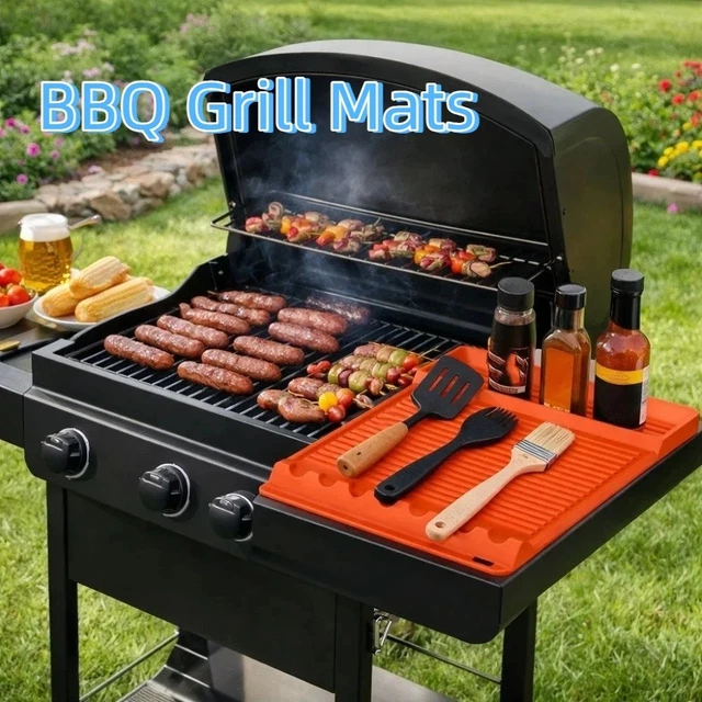 NON-STICK BBQ TOOL Mat Heat-resistant Grill Mat BBQ Grill Mats Baking ...