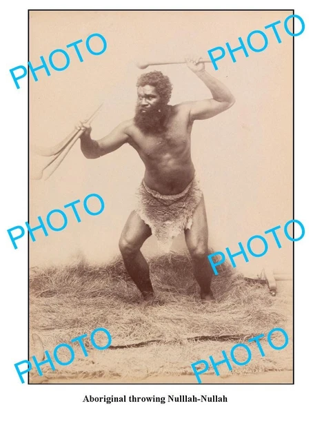 OLD ABORIGINAL LARGE PHOTO THROWING NULLAH NULLAH c1900 EUR 6,85 ...