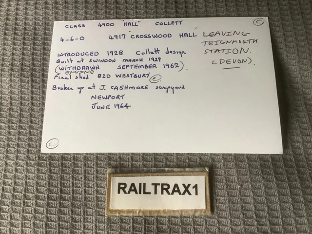 RAILWAY STEAM PHOTOGRAPH - 4917 “Crosswood Hall” Leaving Teignmouth ...