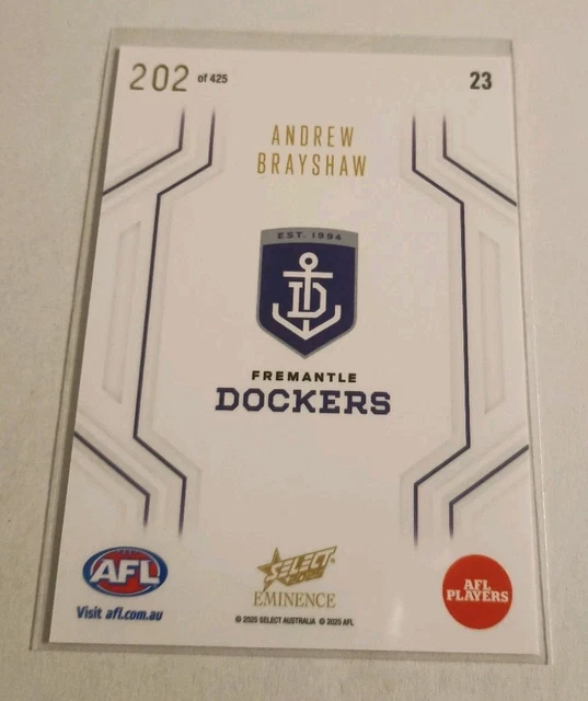 2025 AFL EMINENCE Andrew Brayshaw Parallel 202/425 #23 Dockers $3.95 ...