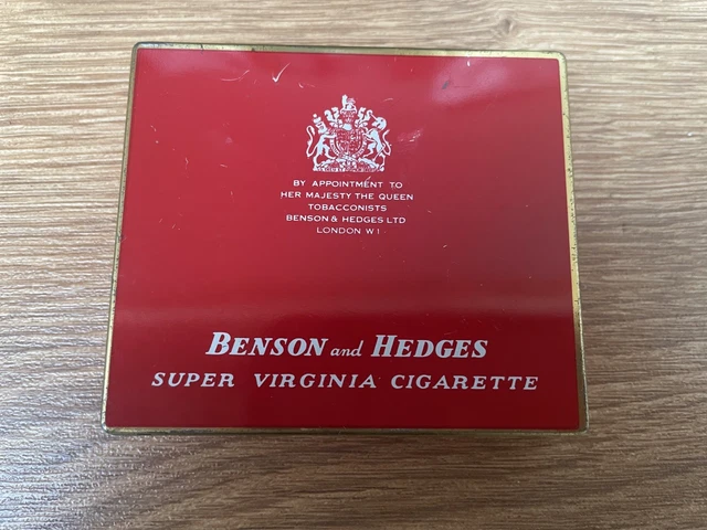 VINTAGE BENSON & Hedges Super Virginia Cigarette Metal Tin Red & Gold £ ...