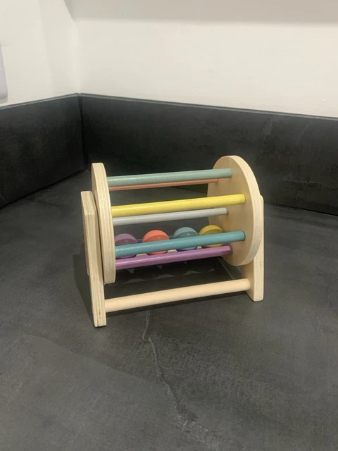 WOODEN ROLLING DRUM Toy Crawling Toy Exercise Strength £12.99 - PicClick UK