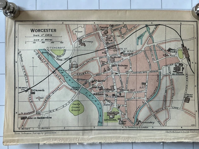 WORCESTER 1930 ANTIQUE Street Map Original Bartholomew Railway Workhouse Cricket £4.99 - PicClick UK