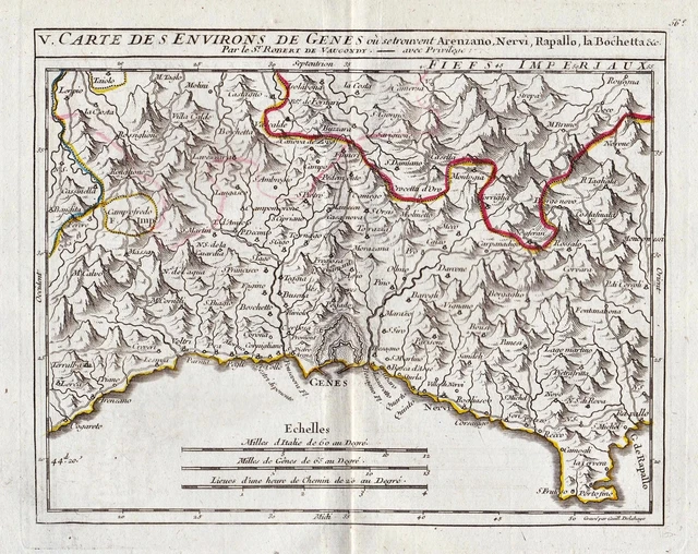 GENOVA GENUA LIGURIA Italia Mappa Carta Robert De Vaugondy 1748 EUR 56 ...