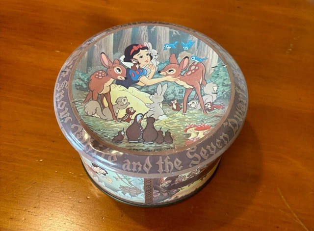 VINTAGE DISNEY SNOW White And The Seven Dwarfs Tin Container Made in ...