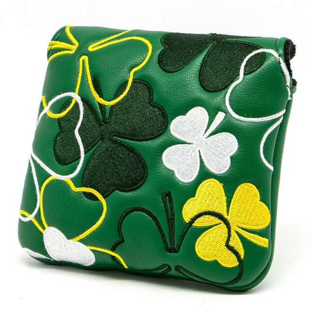 GREEN LUCKY SHAMROCK Embroidery Golf Square Mallet Putter Cover ...