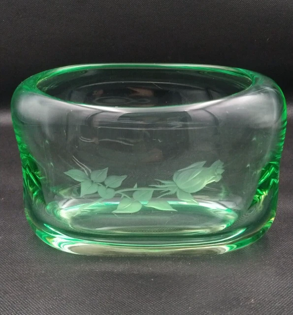 VASE OU JARDINIÈRE centre de table vintage verre vert - Années 40-50 ...