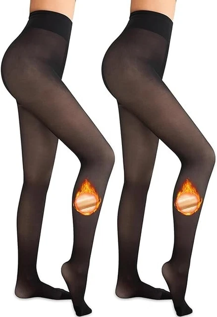 WOMENS FLEECE LINED Tights Sheer Warm Translucent Thermal Pantyhose ...