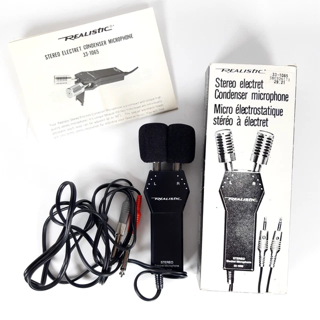 VINTAGE REALISTIC 33-1065 Stereo Electret Condenser Microphone Japan ...