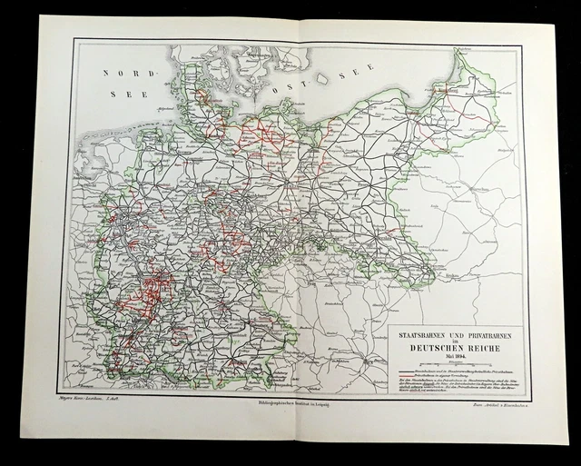 GERMAN RAILWAY MAP Rail Network Routes Chart Germany Transport Antique ...