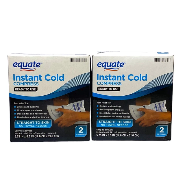 EQUATE INSTANT COLD Compress Straight To Skin 2 Compresses 2 Boxes $28. ...