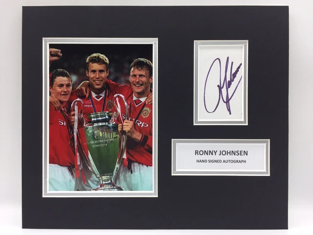 RARE RONNY JOHNSEN Manchester United Signed Photo Display + COA ...