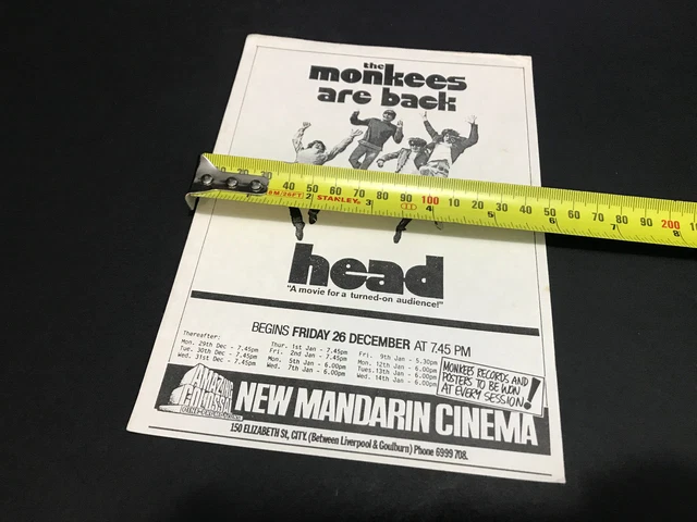 THE MONKEES HEAD Movie Original Australian 1980'S Sydney Flyer $44.10 ...