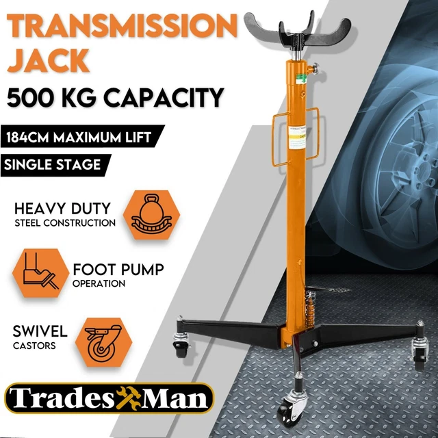 HYDRAULIC SINGLE STAGE Transmission Jack 500kg Gearbox Lifter Hoist 0.5 ...