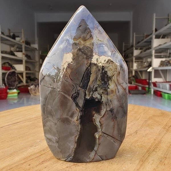 200G RARE NATURAL blue Volcanic Rock agate obelisk Quartz Crystal Tower ...