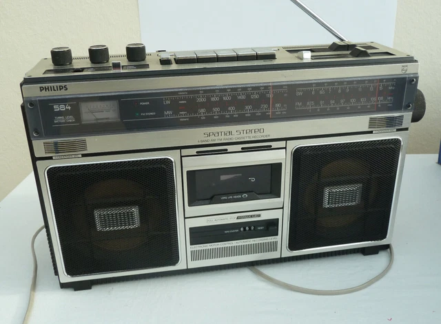 PHILIPS SPATIAL STEREO 4 Band Am-Fm-Radio - Cassette Recorder EUR 89,00 ...