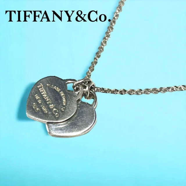 TIFFANY & CO.RETURN To Doppelherz Mini Anhänger Halskette Silber 16 " 1 ...