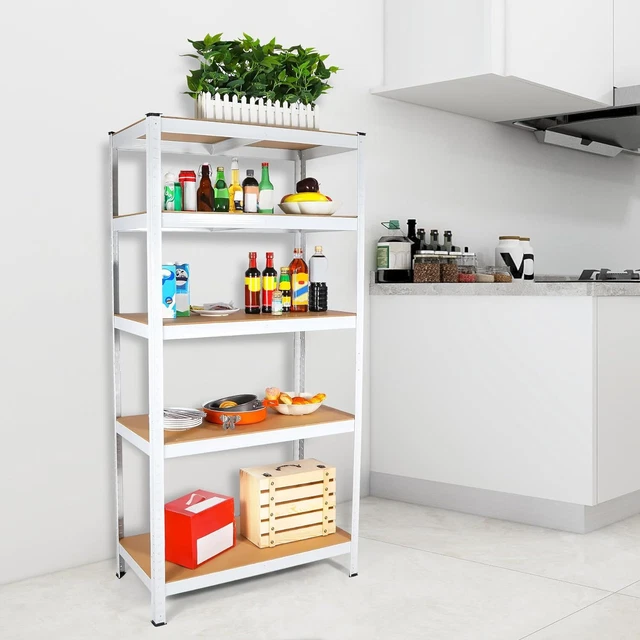 5 TIER LAMINATED Metal Shelving Unit Adjustable Garage Storage Utility ...