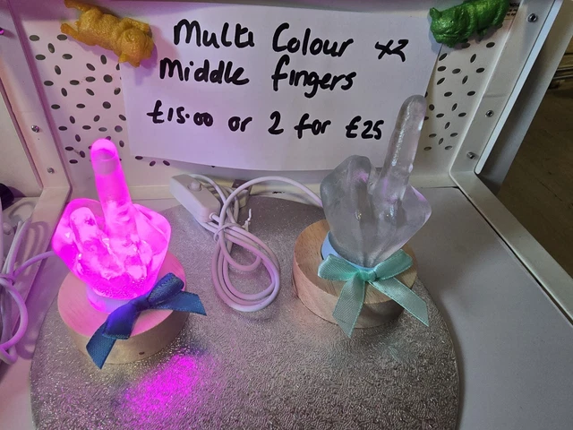 HANDMADE RESIN Middle Finger Colour Change Night Light £16.13 - PicClick UK