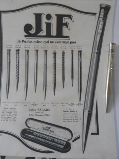 ANCIEN STYLO PORTE-MINE Jif En Metal Argente Old Propelling Pencil ...