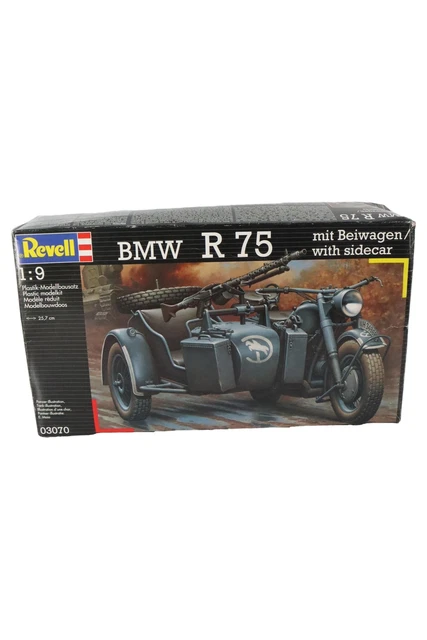 REVELL BMW R75 model kit 1:9 with sidecar grey military £29.90 ...