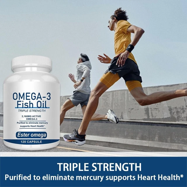 3 FISH OIL 2160mg 120 Capsules Soft Gel Double Strength EPA & DHA New ...