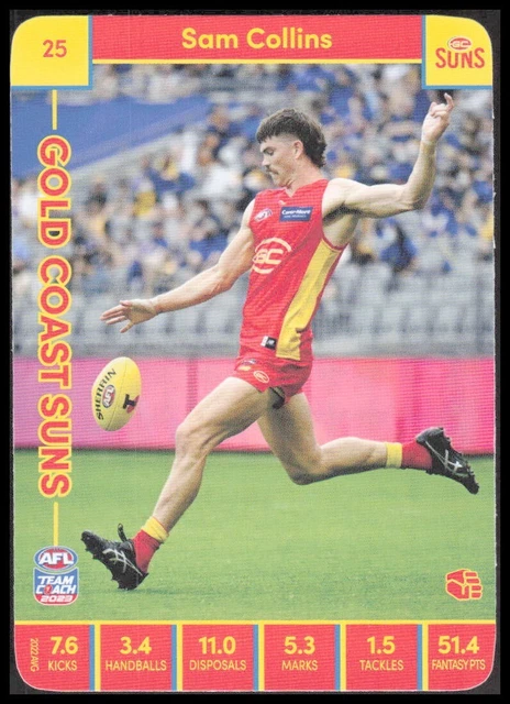 AFL 2023 TEAM Coach Gold Coast Suns Sam Collins 25 25 Football Sport CB ...