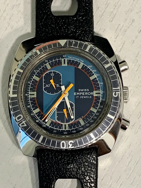 RARE - VINTAGE années 70 Swiss Emperor Diver - Cal. EB 8420 EUR 820,61 ...