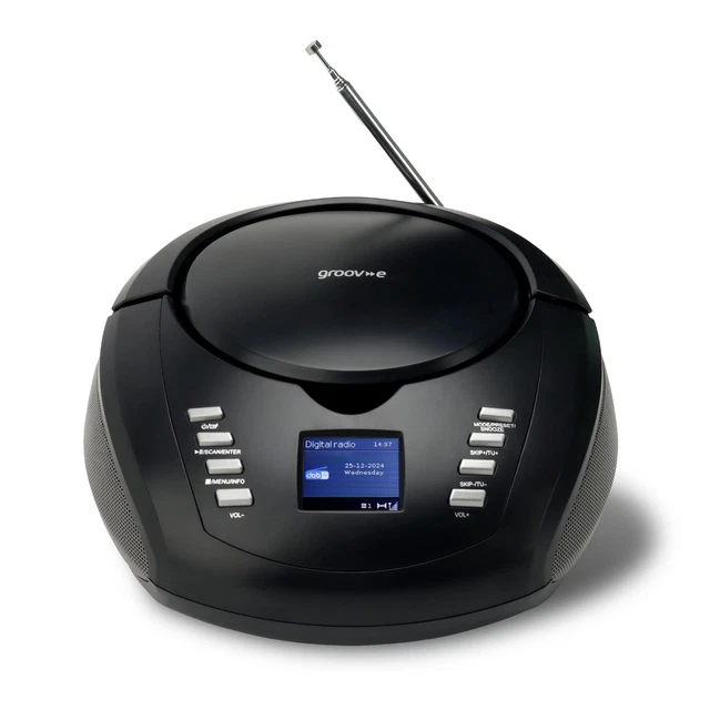 GROOV-E DAB BOOMBOX - Portable CD Player with Radio, 3.5mm Aux Port ...