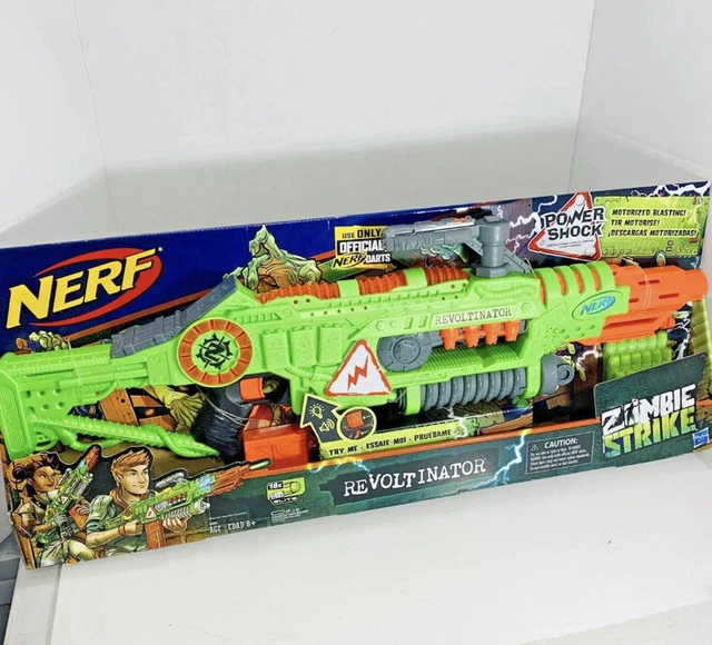 NERF REVOLTINATOR ZOMBIE Strike Toy Blaster with Motorized Lights ...