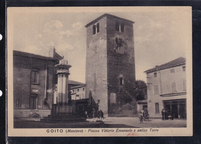 CARTOLINA GOITO PIAZZA Vittorio EManuele e Antica Torre ANIMATA CH232 ...