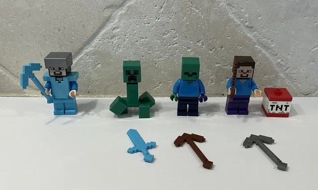 LEGO MINECRAFT MINIFIGURE Lot Of 4, Plus TNT, Creeper, Steve W/ Armor ...