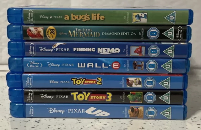 DISNEY/PIXAR BLU-RAY BUNDLE x 7 Finding Nemo, The Little Mermaid, A Bug ...
