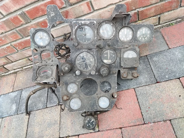 RAF GLOSTER METEOR jet fighter - main instrument panel with gauges ...